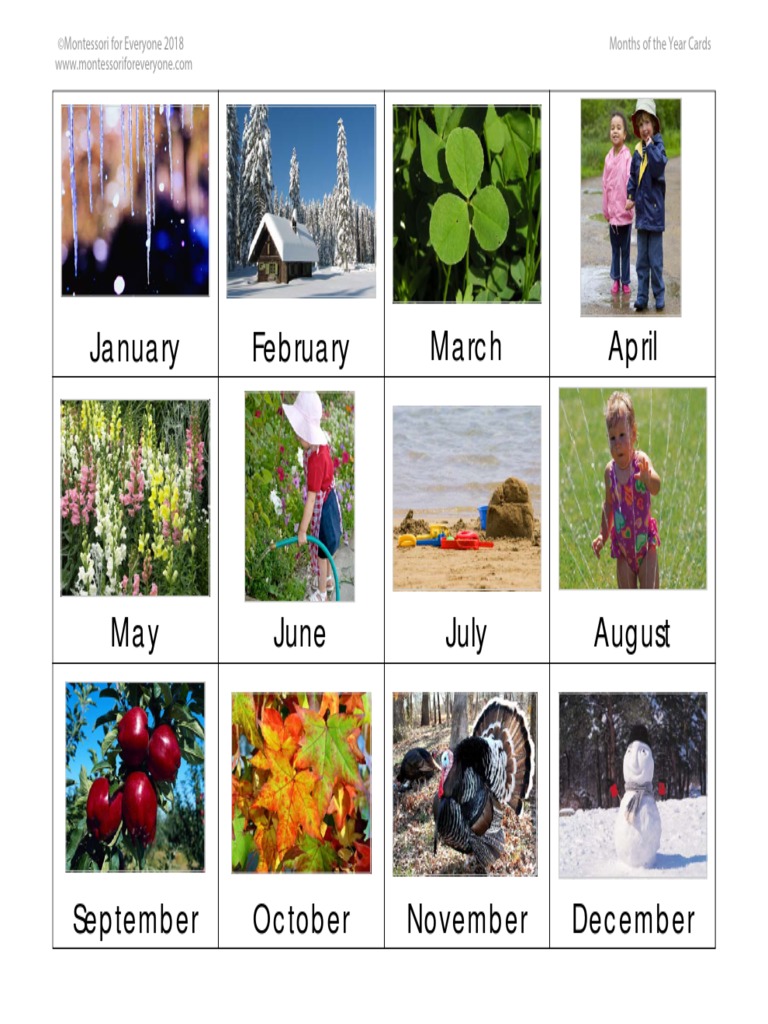 January February March April: ©montessori For Everyone 2018 Months of ...