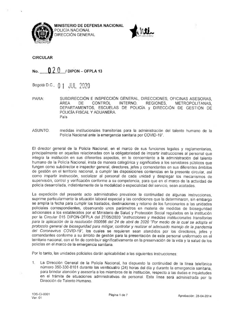 Circular 020 DIPON-OFPLA Del 010720 PDF | PDF