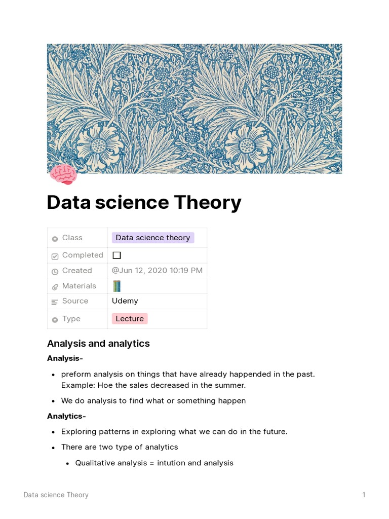Data Science Theory Analysis And Analytics Pdf Analytics Machine