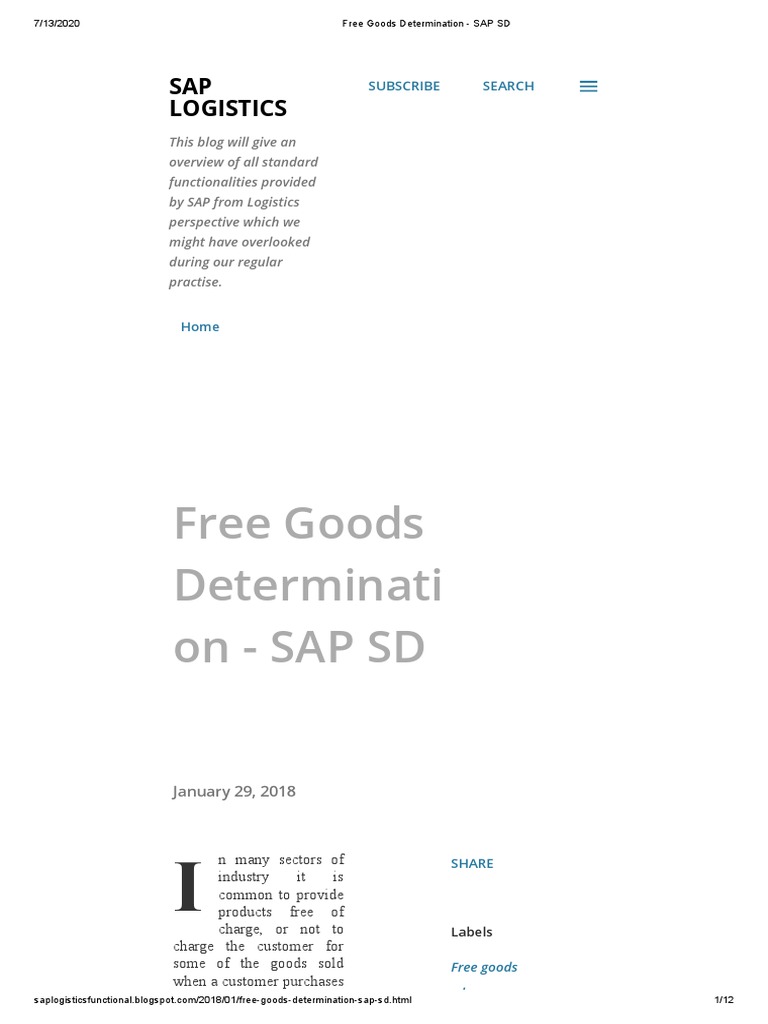 Free Goods Determination - SAP SD | PDF | Goods | Pricing