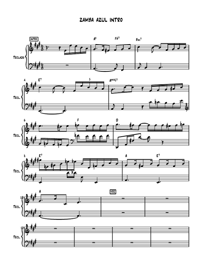 ZAMBA AZUL INTRO - Partitura Completa | PDF