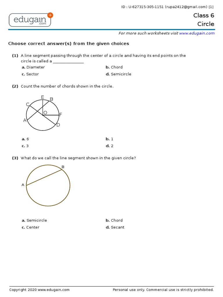 Class 6 Circle: Choose Correct Answer(s) From The Given Choices | PDF ...