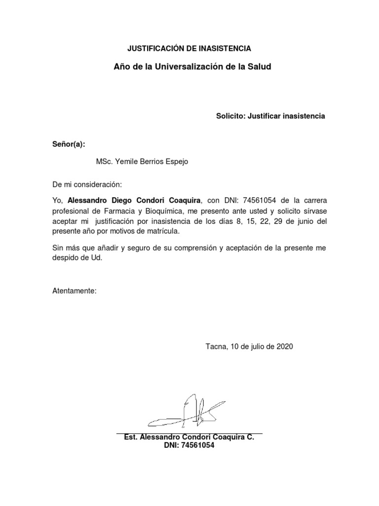 Justificacion de Asistencia | PDF