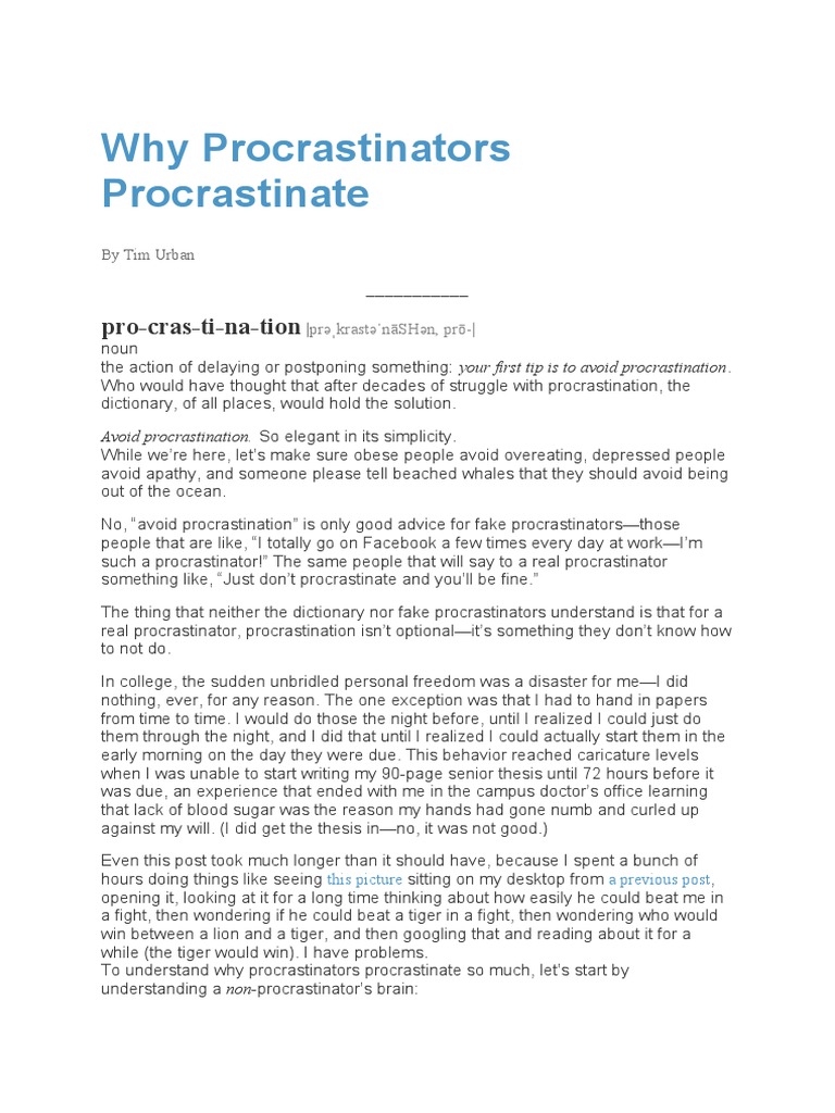 Why Procrastinators Procrastinate and Other Life Lessons | PDF | Procrastination | Professional ...