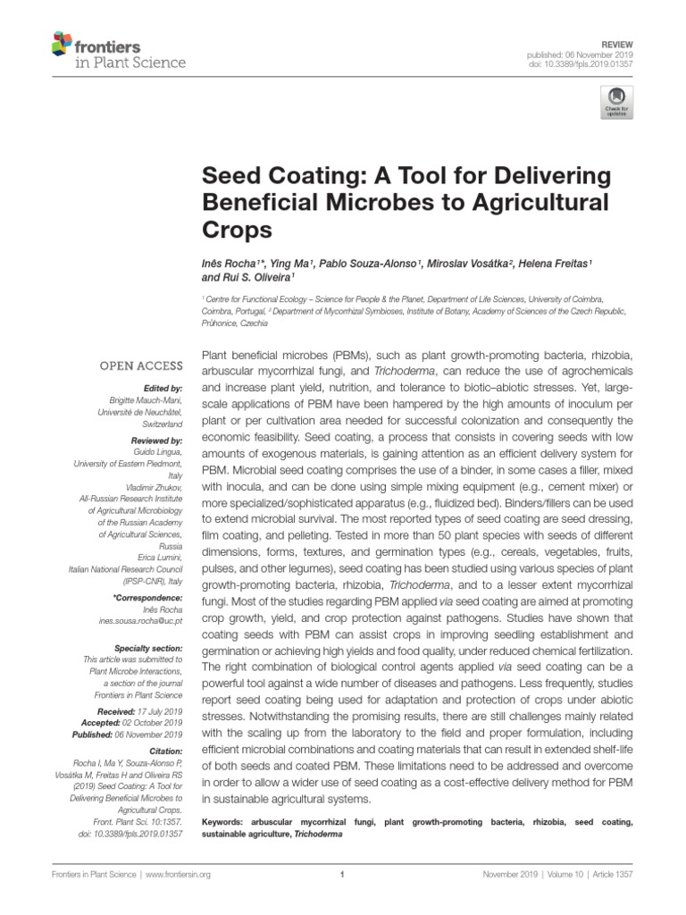 Seed Coating A Tool For Delivering Beneficial Micr | PDF | Seed | Fungus