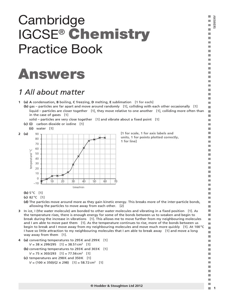 Cambridge IGCSE Chemistry Practice Book Answer - Bryan Earl, Doug ...