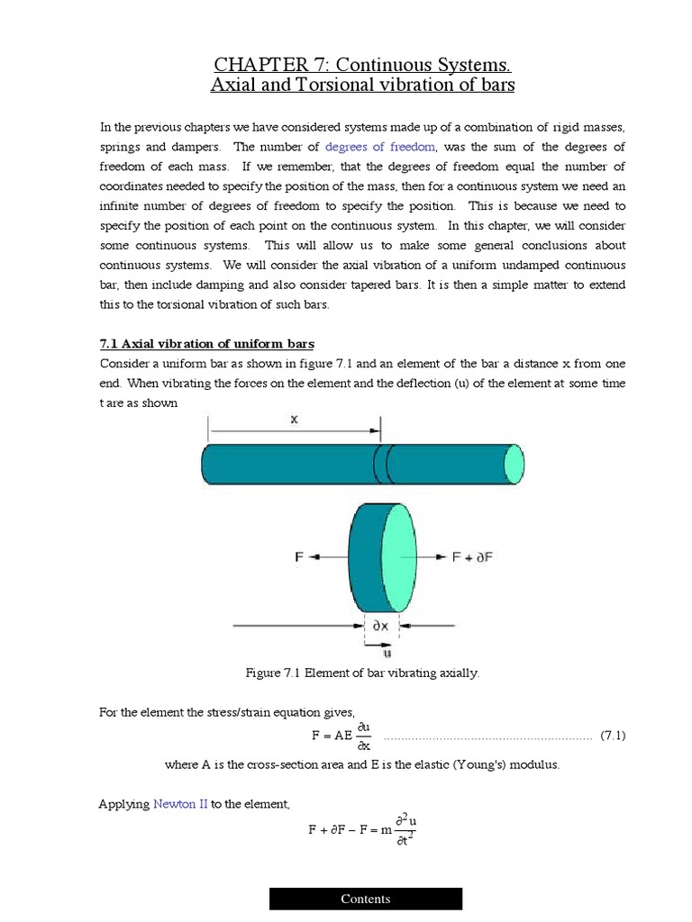 Chapter 7 Continuous Systems Axial And Torsional Vibration Of Bars Pdf Applied And