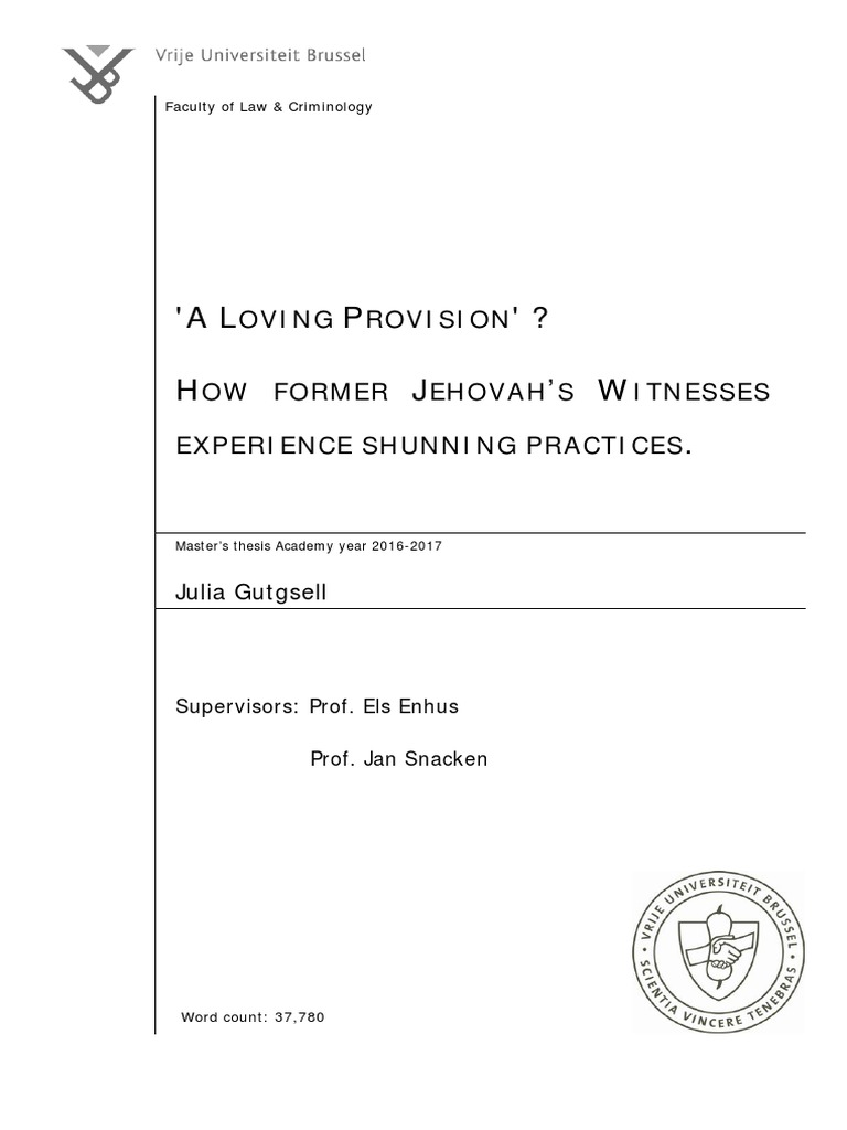 Shunning and Disfellowshipping in JW PDF | PDF | Behavioural Sciences ...