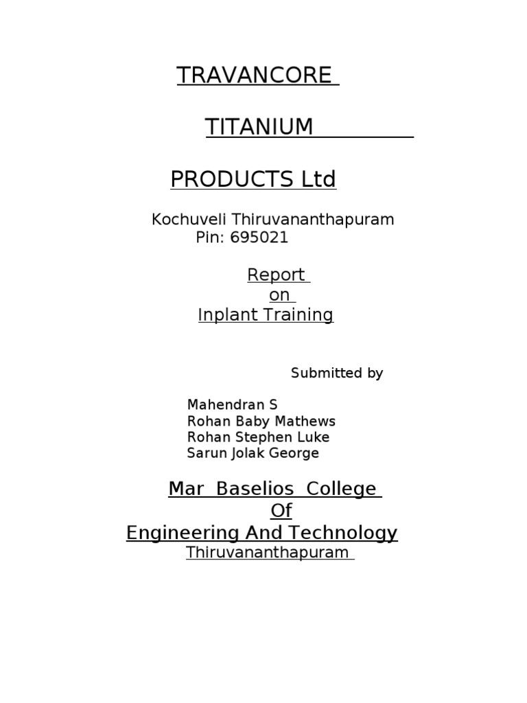 Inplant Training Report at TTP Ltd | PDF | Titanium Dioxide | Filtration