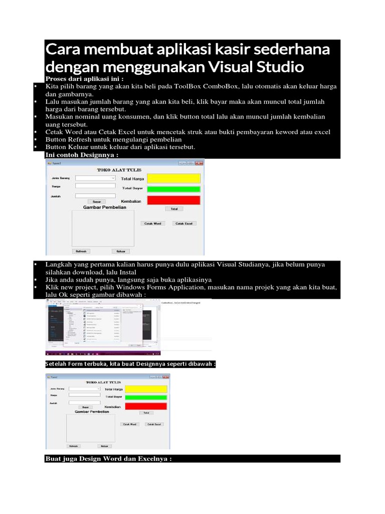Cara Membuat Aplikasi Kasir Sederhana Dengan Menggunakan Visual Studio | PDF | Metode & Bahan ...