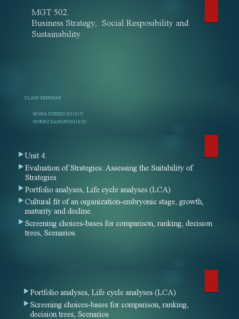 MGT 502. Business Strategy, Social Resposibility and Sustainability | PDF | Competition | Option ...