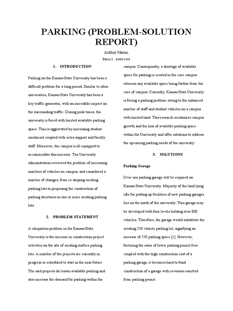 Parking (Problem-Solution Report) | PDF | Parking | Parking Lot