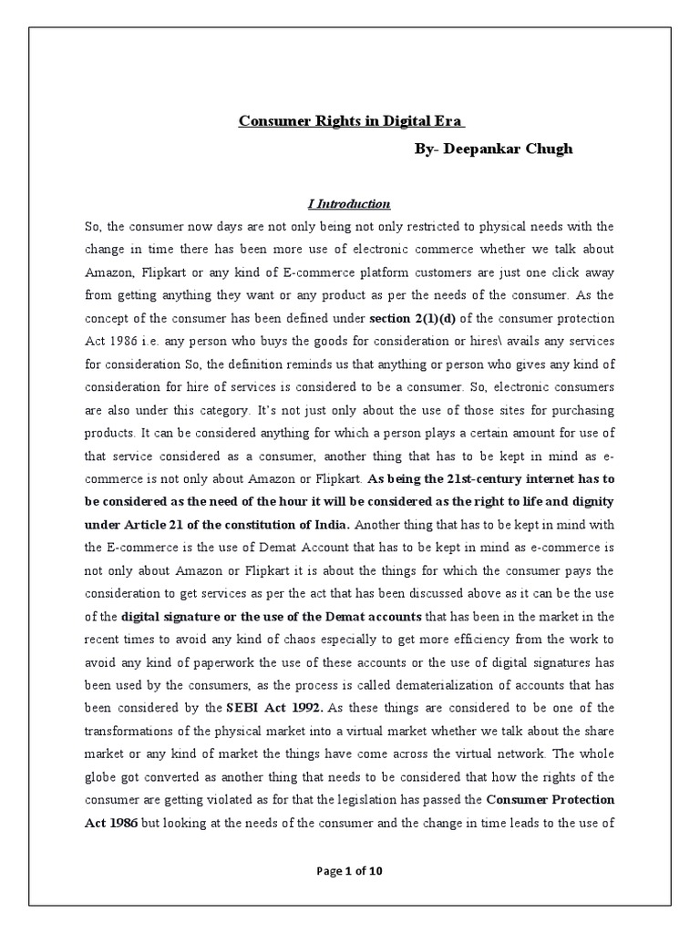 Consumer Rights in Digital Era | PDF | Copyright Infringement ...