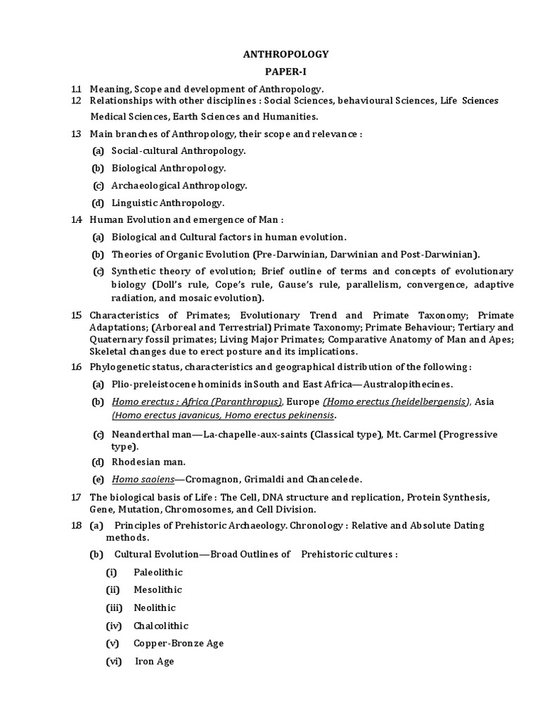 Anthropology Paper 1 | PDF | Kinship | Family