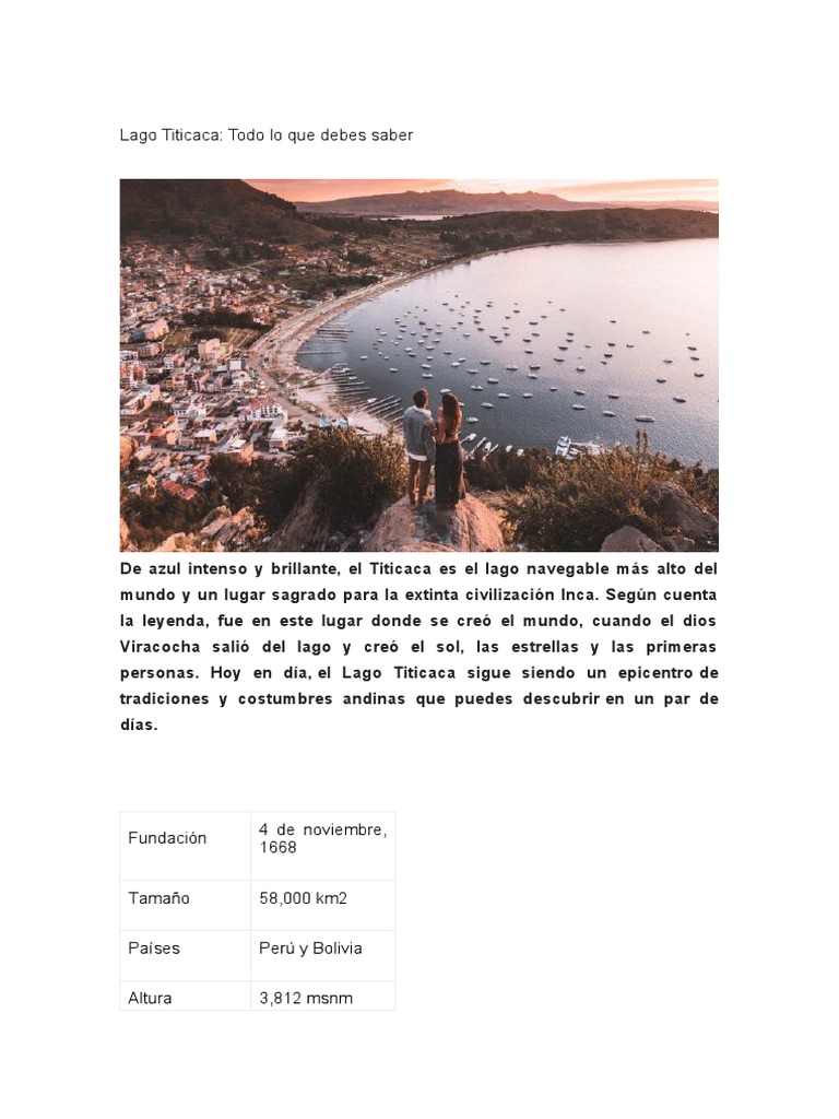 Lago Titicaca | PDF | Viajes y turismo