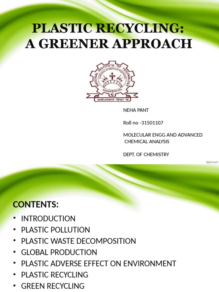 Plastic Recycling: A Greener Approach | PDF | Plastic | Pyrolysis