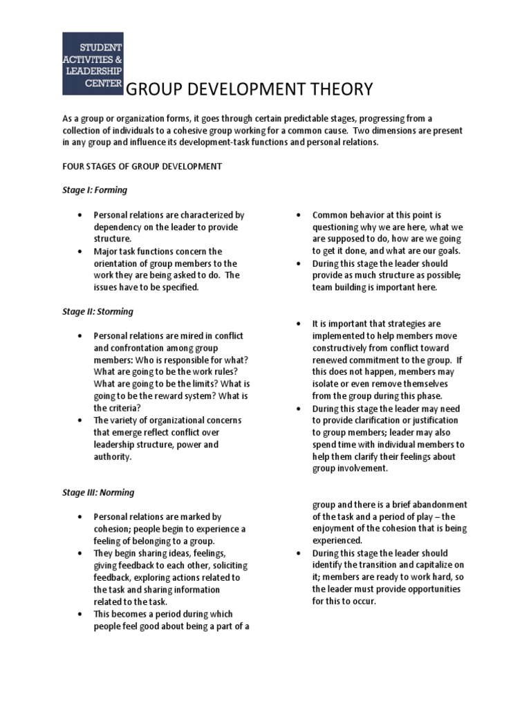 Stages of Group Development Explained | PDF | Social Psychology ...