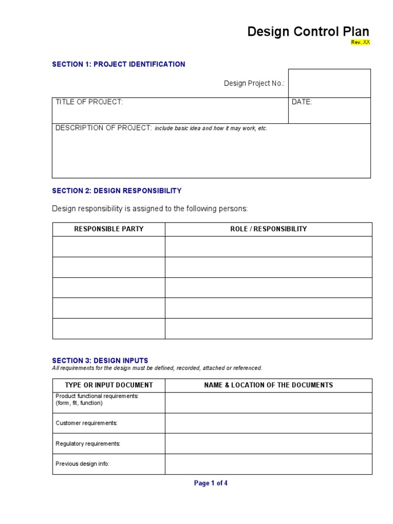 Form - Design Control Form | PDF | Verification And Validation | Specification (Technical Standard)