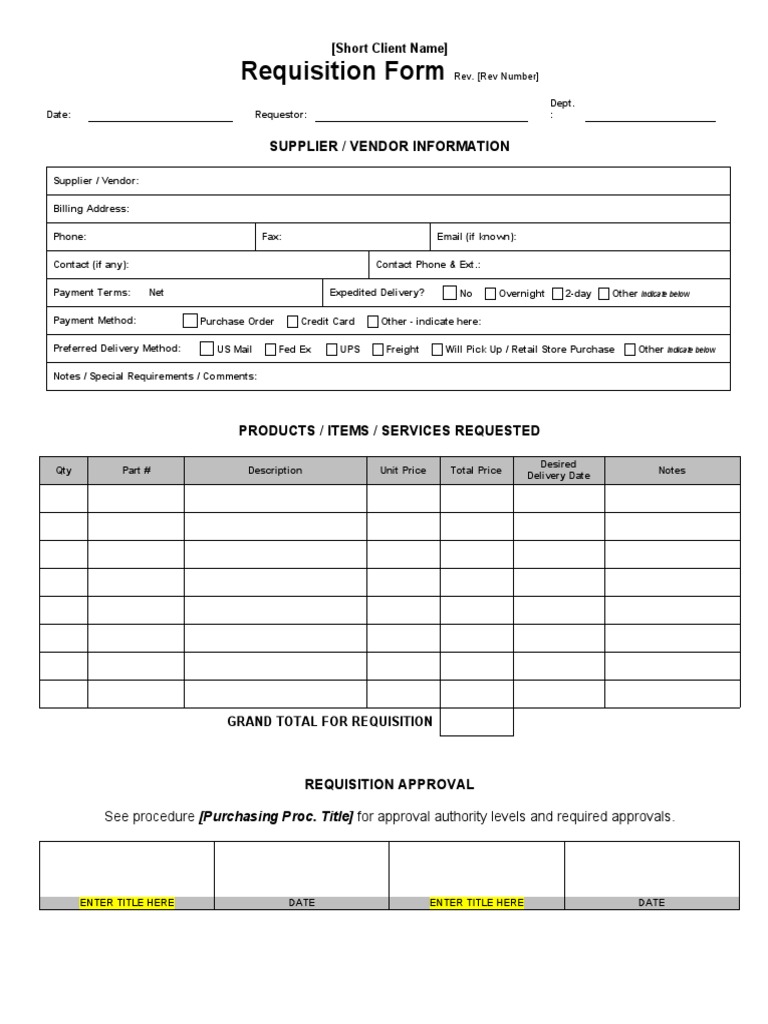 Requisition Form Template and Guidelines | PDF | Supply Chain ...