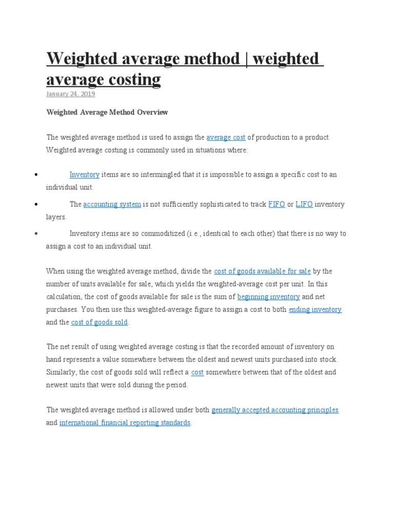 Overview of Weighted Average Method | PDF