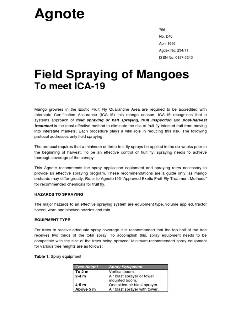 Field Spraying of Mangoes | PDF | Volume | Trees