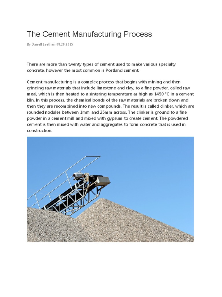 Manufacturing Process of Cement | PDF