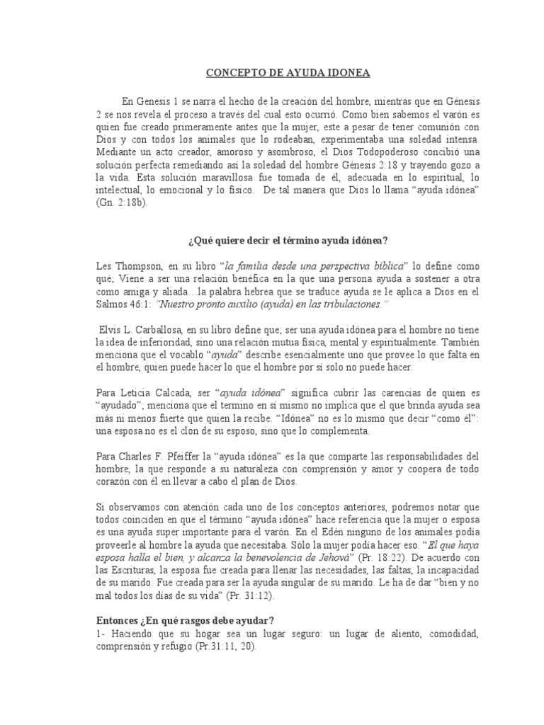 Concepto de Ayuda Idonea | PDF | Libro del Génesis | Dios
