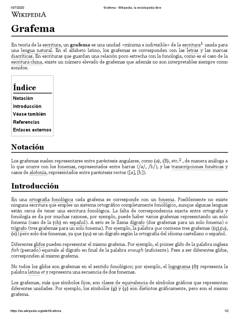 Grafema - Wikipedia, La Enciclopedia Libre | PDF | Codificaciones ...