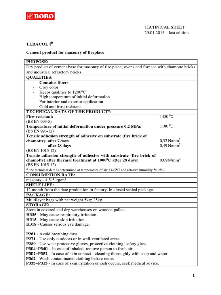 Technical Sheet TERACOL T | PDF | Brick | Adhesive