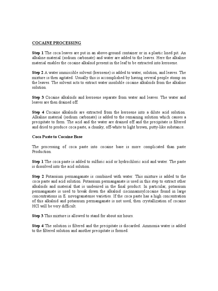 Cocaine Processing | PDF | Solution | Hydrochloric Acid