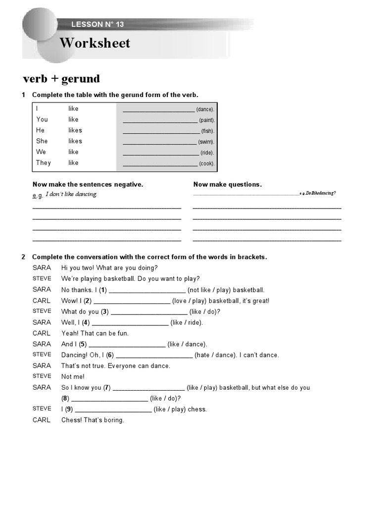 Practice Like and Dislikes Verb + Ing | PDF | Grammar | Morphology