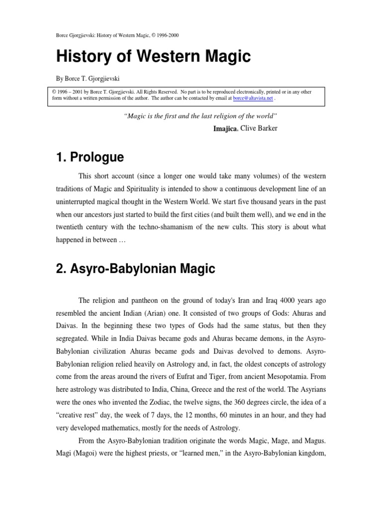 History of Western Magic: 1. Prologue | PDF