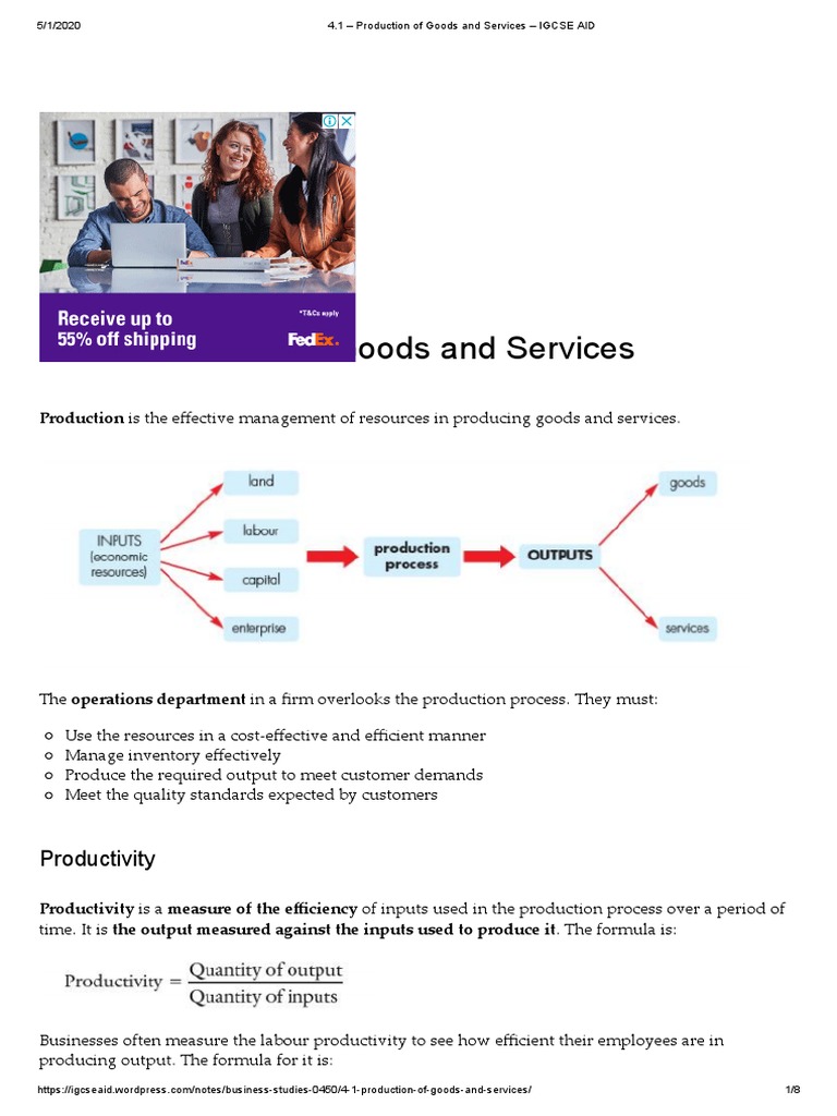 4.1 - Production of Goods and Services - IGCSE AID PDF | PDF | Point Of ...