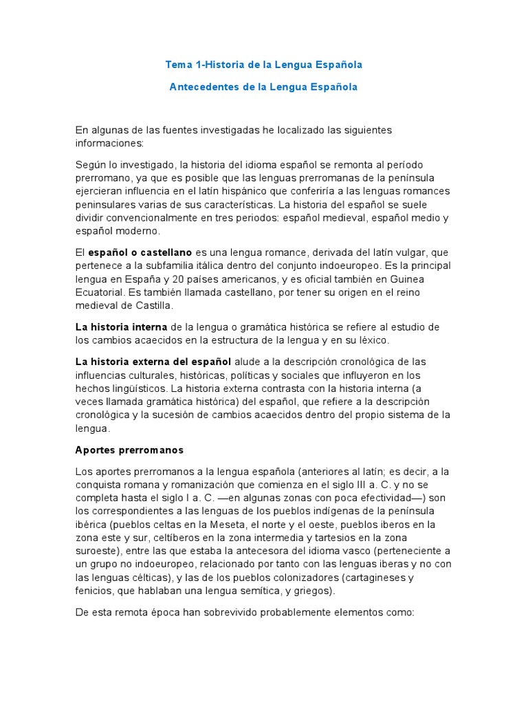 Tema 1-Historia Español-Uapa | PDF | Lenguas de Europa | Los símbolos