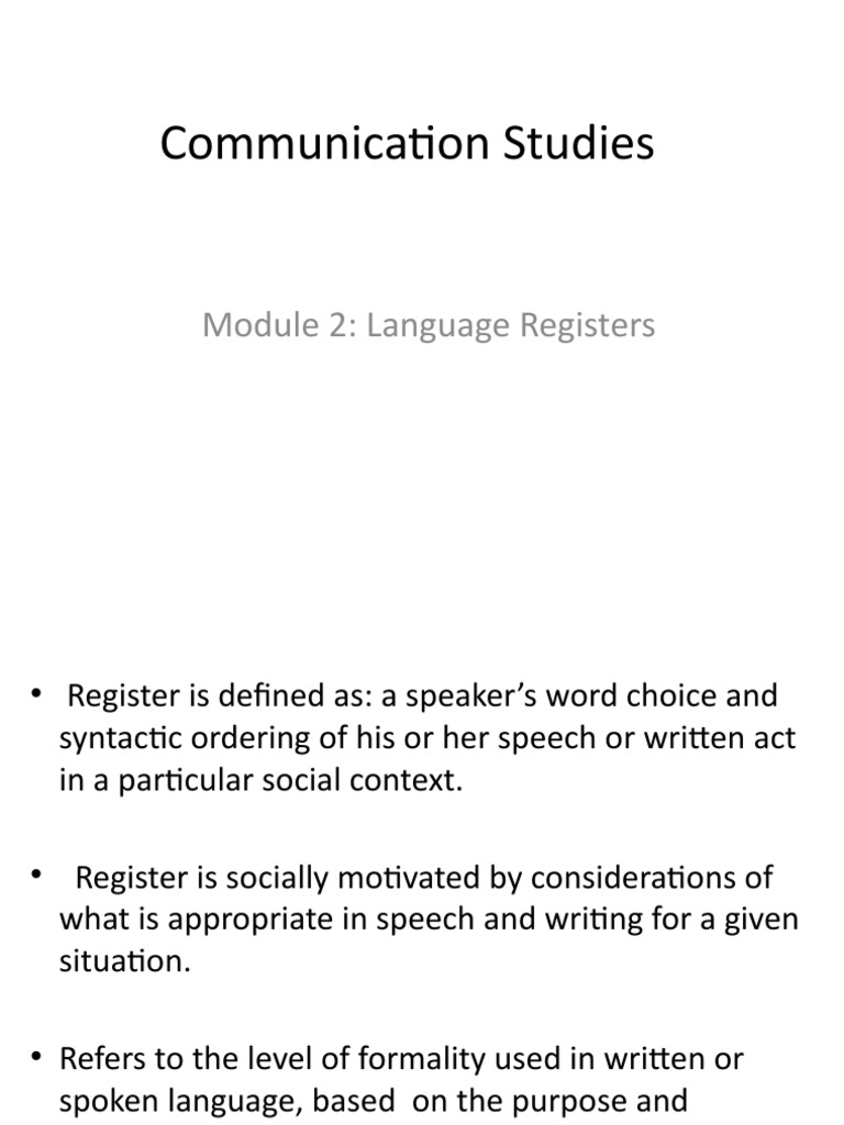 Language Registers | PDF | Speech | Communication