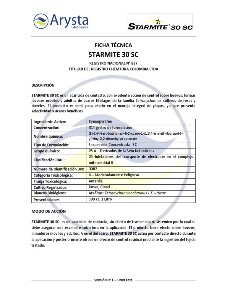 F.T. Starmite 30 SC | PDF | Agua | Química