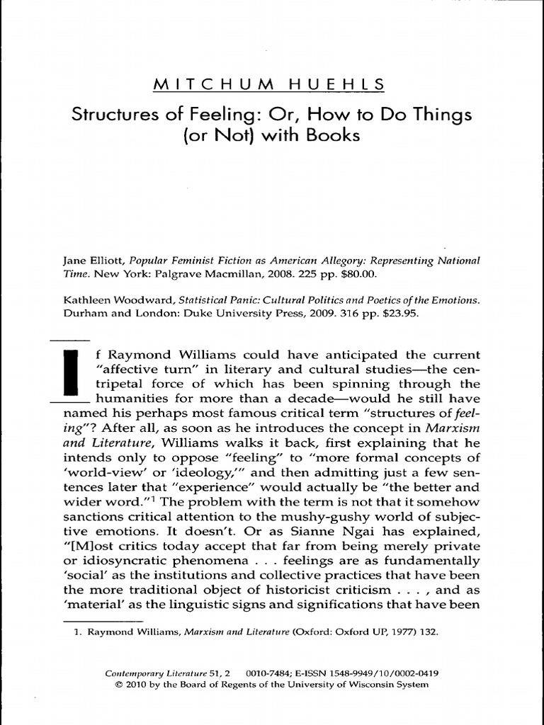 Structures of Feeling: Or, How To Do Things (Or Not) With Books | PDF ...