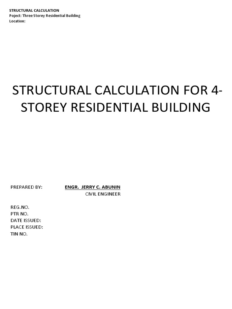 Structural Calculation For 4-Storey Residential Building: Prepared By ...