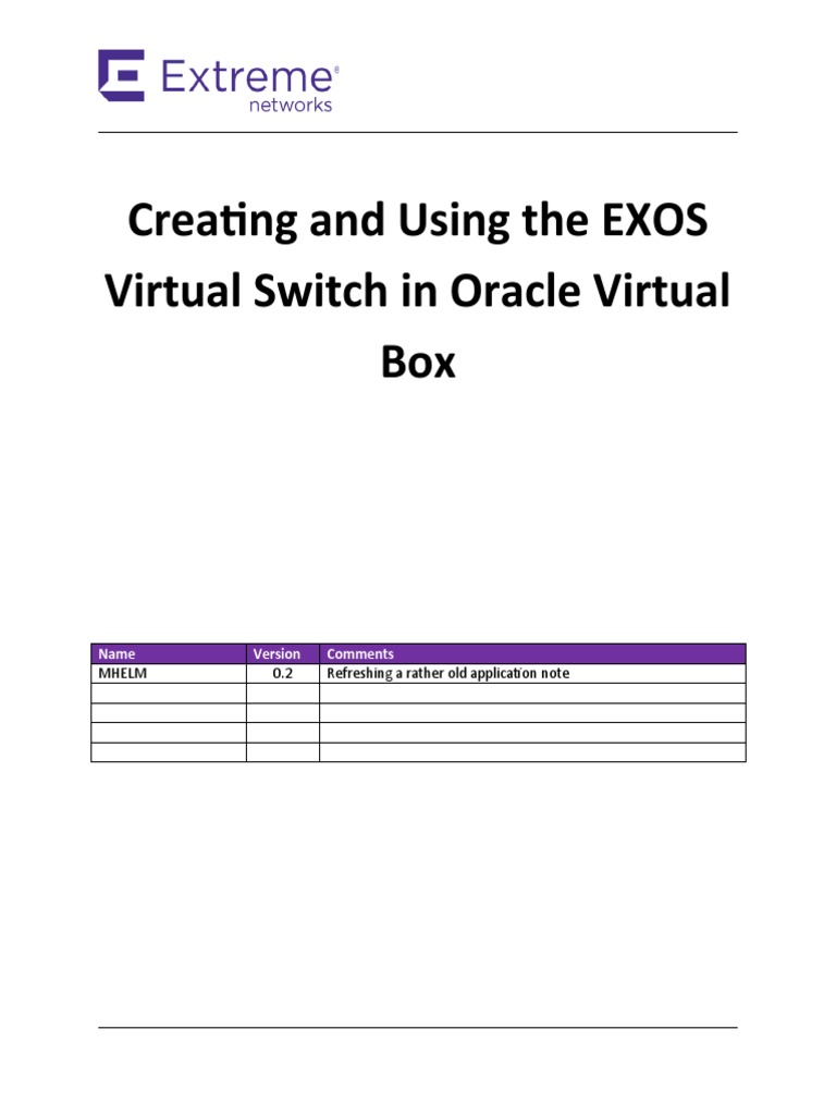 Creating and Using The EXOS Virtual Switch in Oracle Virtual Box | PDF ...