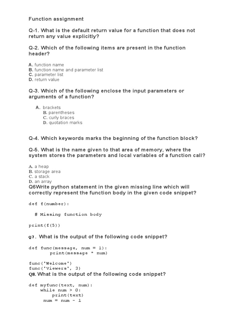 Function Assignment Pdf Parameter Computer Programming Class Computer Programming 0222