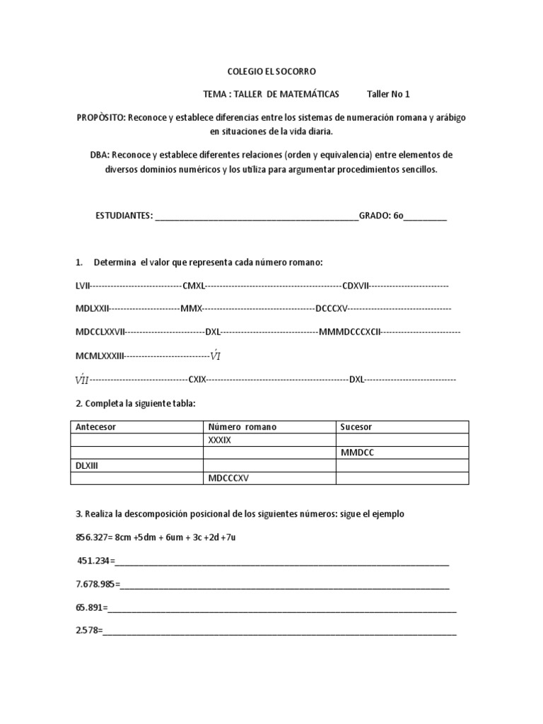 Numeros Romanos Y Arabigos Descargar Gratis Pdf Notación Matemática