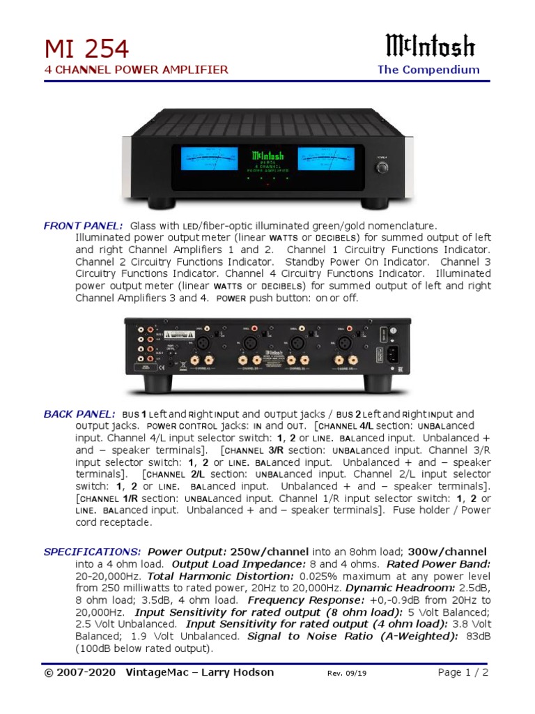 4 Channel Power Amplifier: Front Panel | PDF | Amplifier | Signal ...