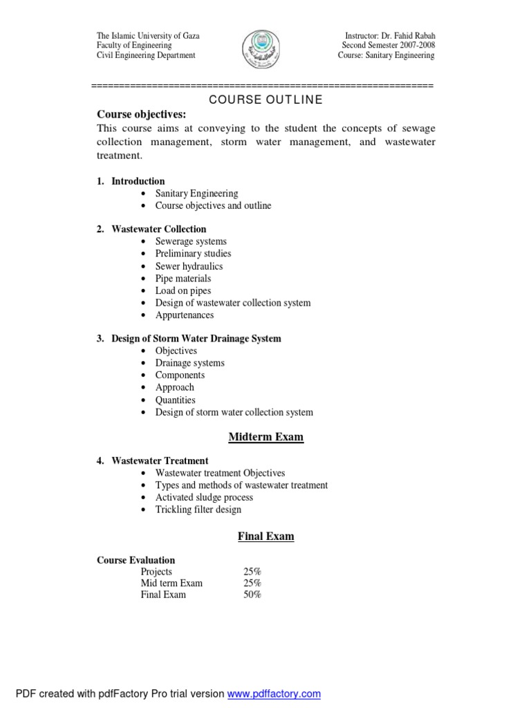 Course Outline Course Objectives | PDF