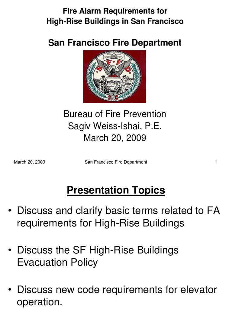 FA Requirements For High-Rises in SF1 | Download Free PDF | Elevator ...