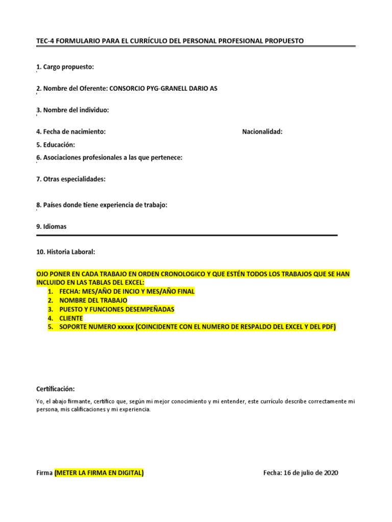 Formulario TEC4 | PDF