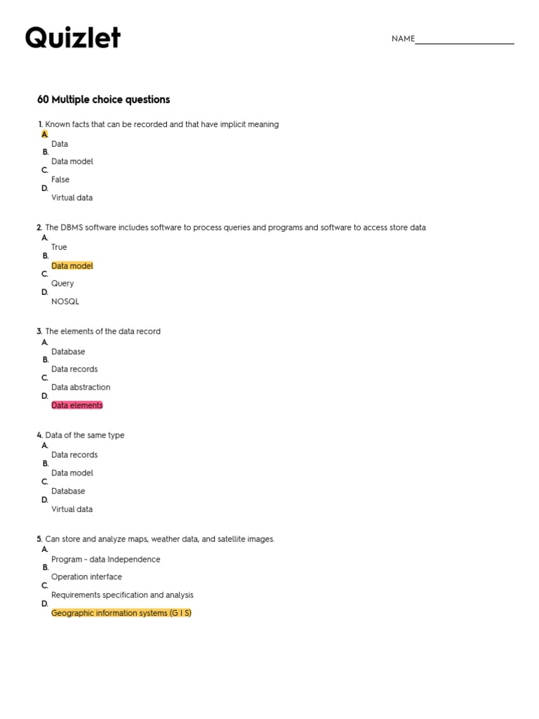 60 Multiple Choice Questions | PDF | Database Transaction | Databases