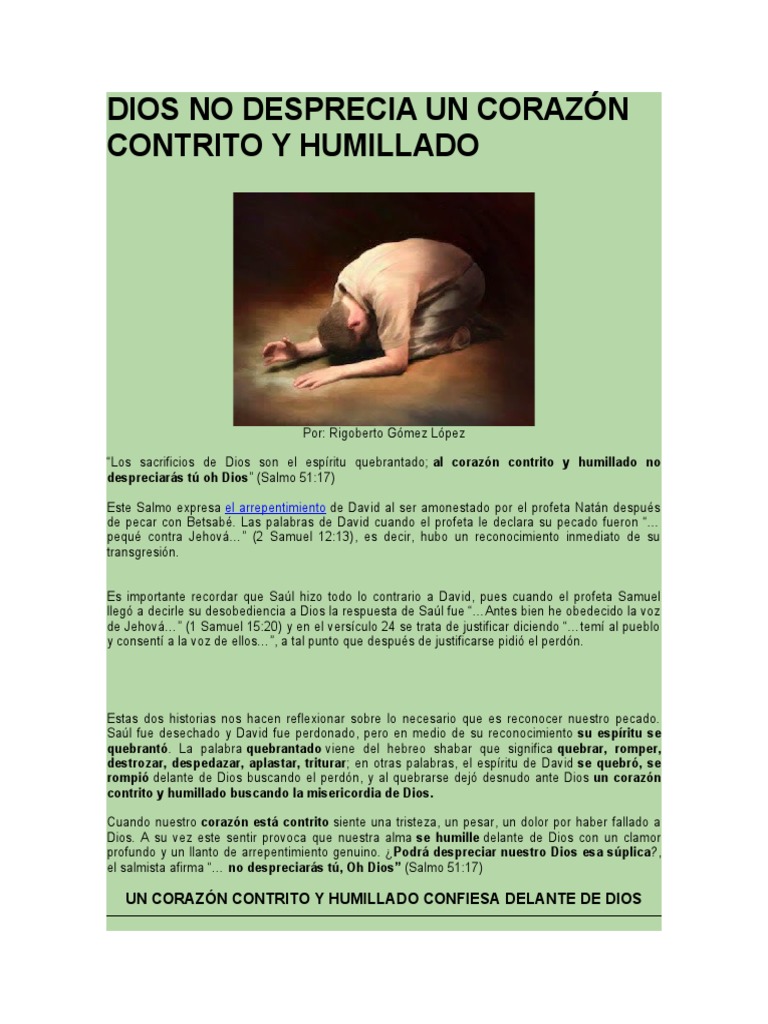 Corazón Contrito y Humillado ante Dios | PDF | David | Pecado