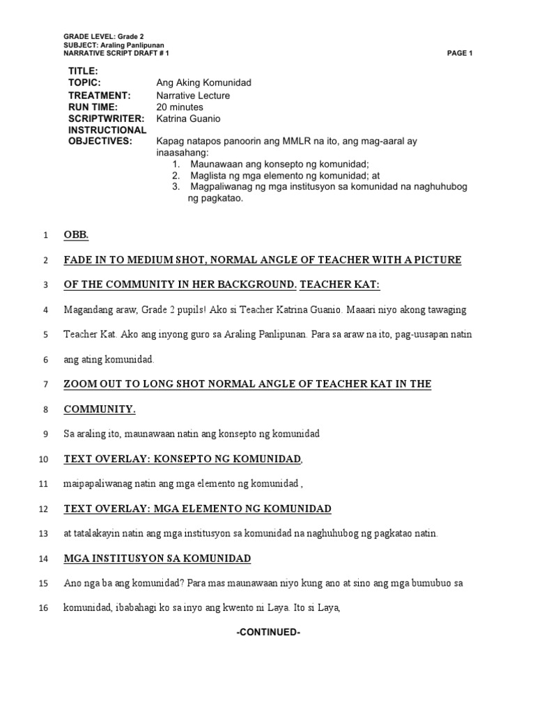 ACTRC - Narrative Script - AP2 Video Lesson PDF | PDF