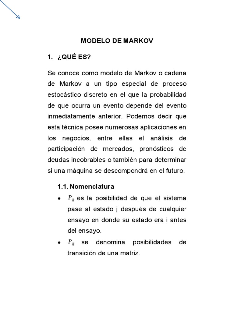 Modelo de Markov | PDF | Cadena Markov | Conceptos matemáticos