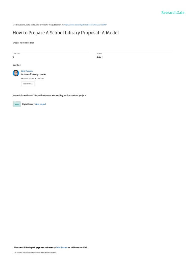 How To Prepare A School Library Proposal: A Model: November 2019 | PDF ...